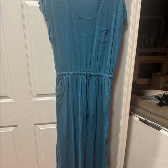 Time and Tru | Dresses | Time And Tru Blue Maxi Dress With Pocket ...